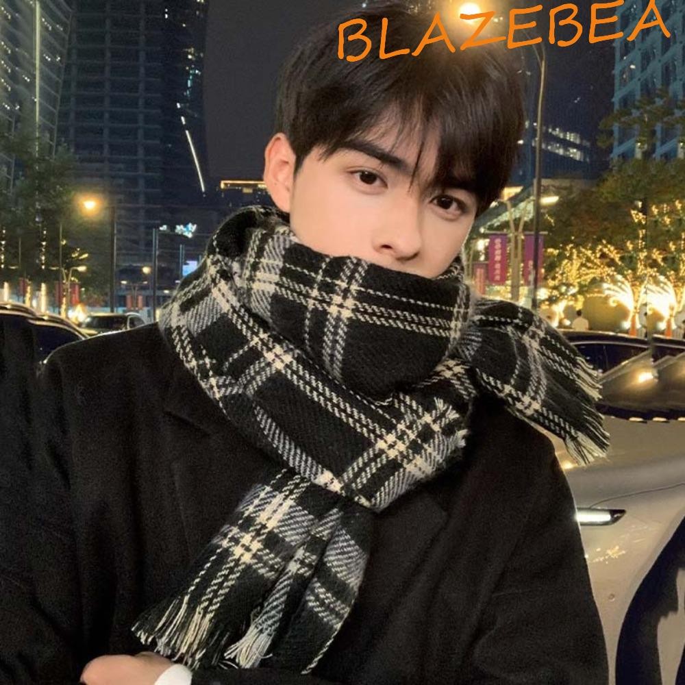 Blazebea ผ้าพันคอถักลายสก๊อต,อะคริลิค Fibres ยาวผู้ชายผ้าคลุมไหล่หนา,ขนาดใหญ่ Warm Stole Classic ...