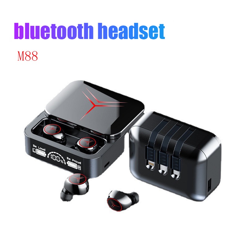 M88 หูฟังบลูทูธ สไลด์ หูคู่ TWS อินเอียร์ ชาร์จ มินิ เสียงสูง จอแสดงผล ...