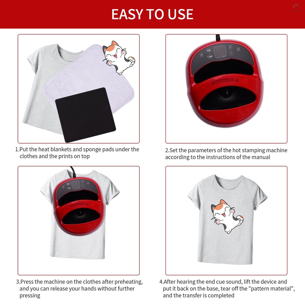 [TTHO] เครื่องกดพิมพ์เสื้อยืด อเนกประสงค์ แบบพกพา 12x10.1 นิ้ว สําหรับ ...