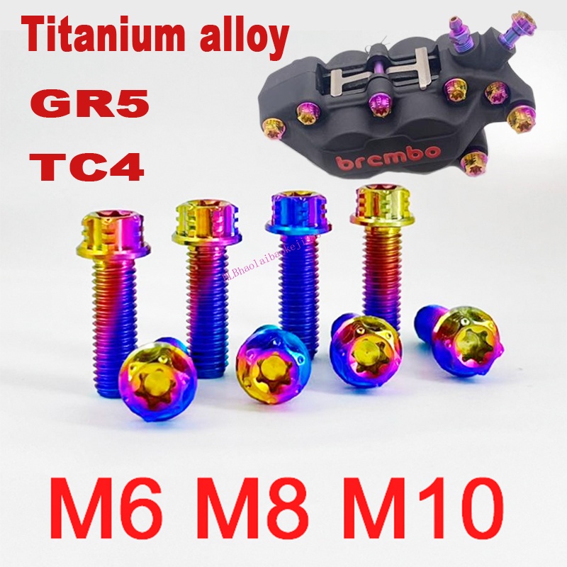 Tc4/gr5 M6 M8 M10 สกรูหัวหน้าแปลน ไทเทเนียมอัลลอย สีรุ้ง สําหรับรถจักรยานยนต์ M10 | Shopee Thailand
