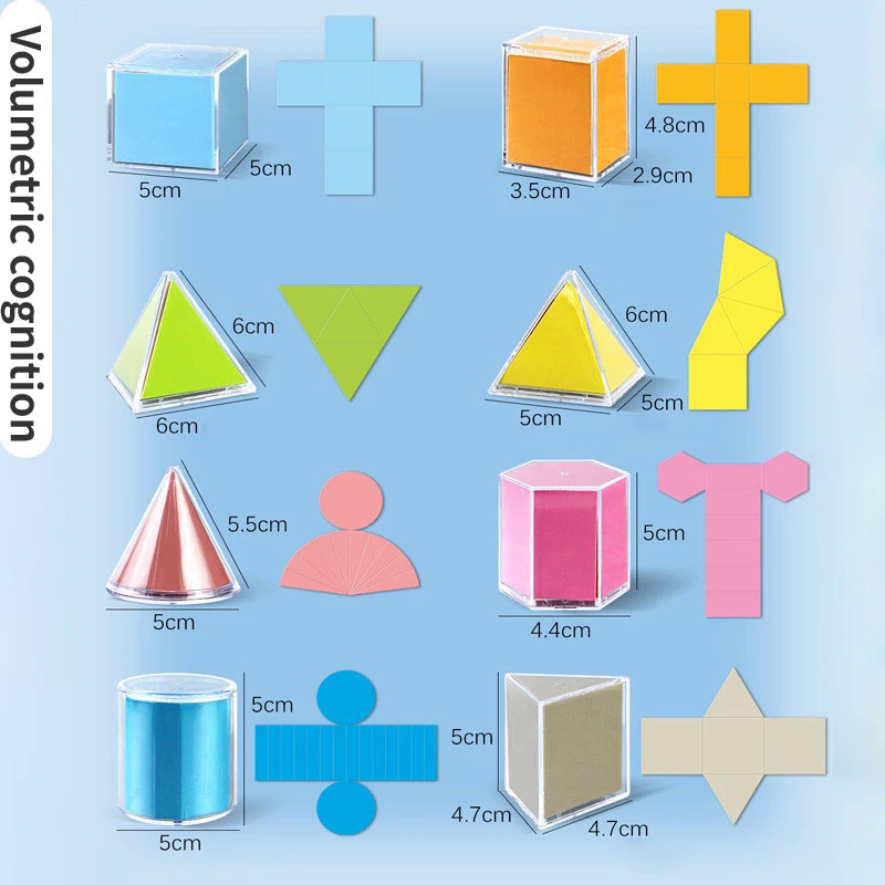 8pcs/set Transparent Geometric 3D Volume Shape logical Montessori Toys ...