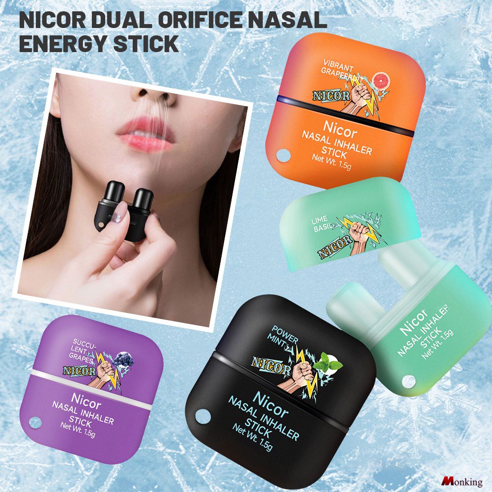 Nicor Cleansing Nasal Inhaler กล่องสมุนไพร Essential Double Hole Energy ...