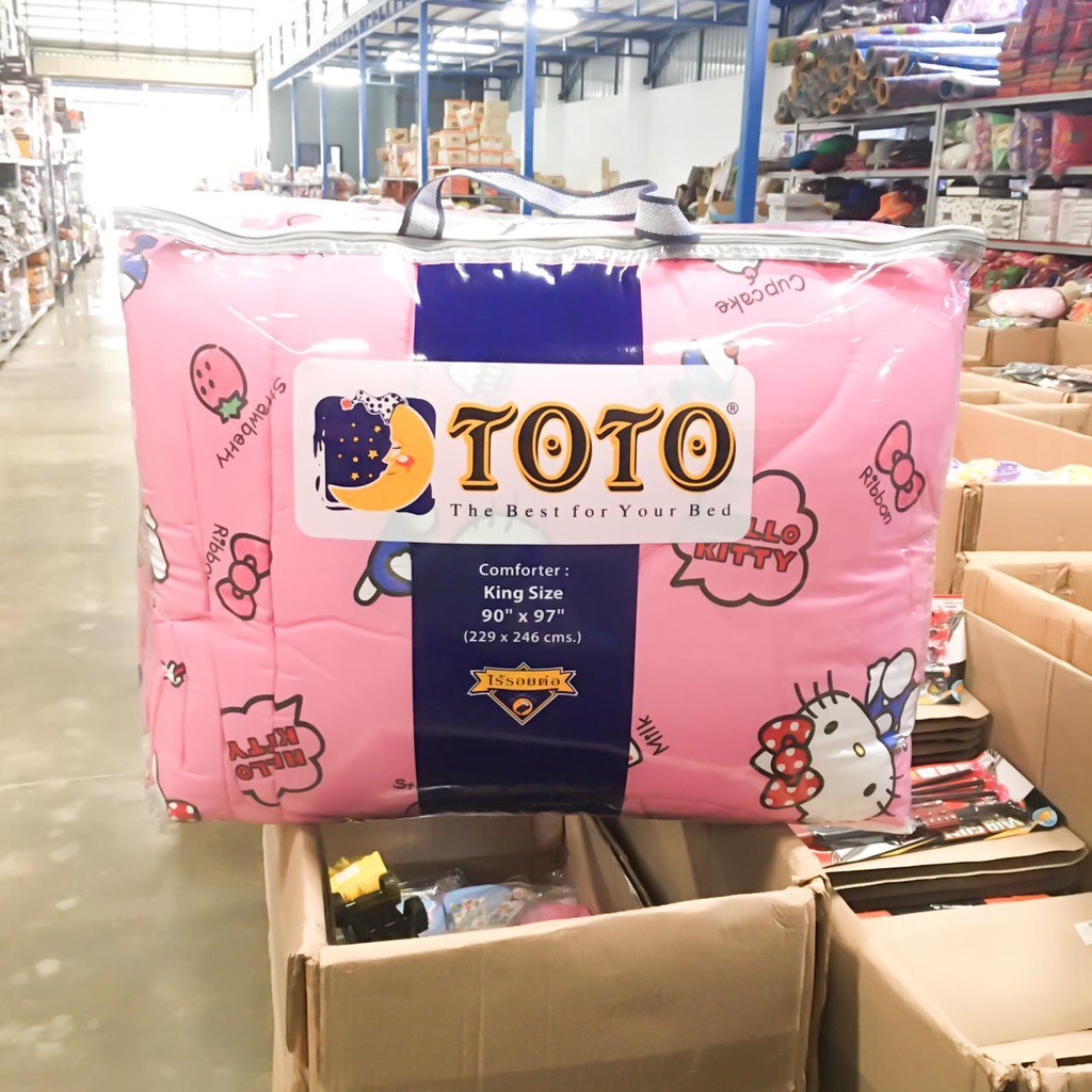 TOTO ชุดผ้าปู 6 ฟุต 4 ชิ้น+ผ้านวม ลิขสิทธิ์แท้ hello kitty ลายคิตตี้ ...