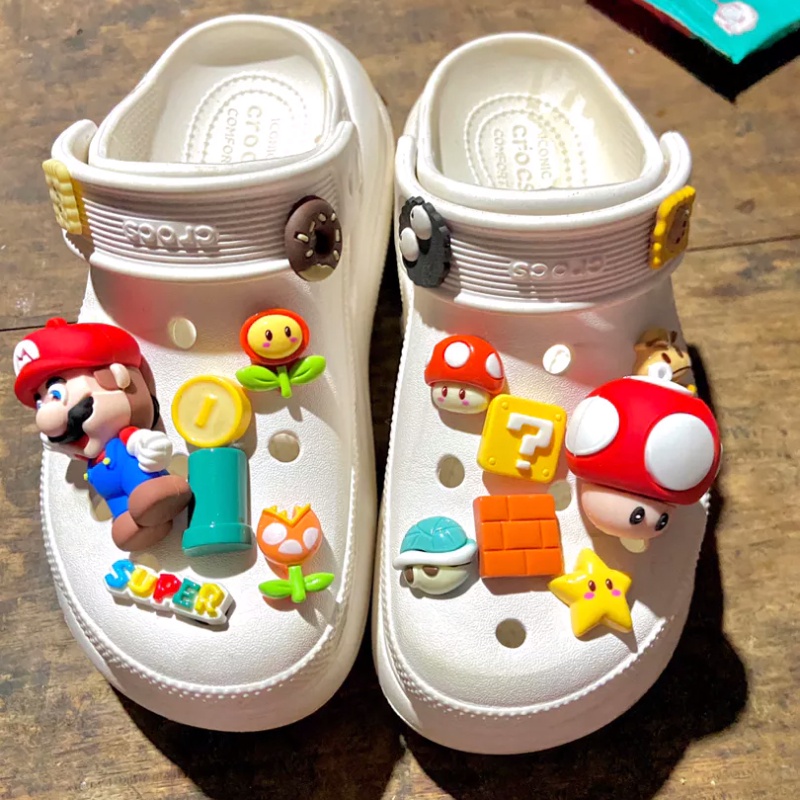 ชุดอุปกรณ์ตกแต่งรองเท้า Crocs Pins Super Mario Game Jibitz Charm ...