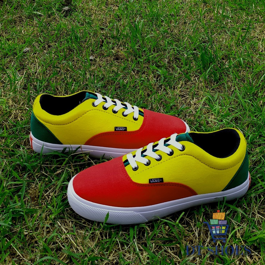 Reggae REGAE RASTA VANS ERA Casual สีแดงสีเหลืองสีเขียว JAMAICA FOX สีขาว-สีดำ JFZF รองเท้า new ...