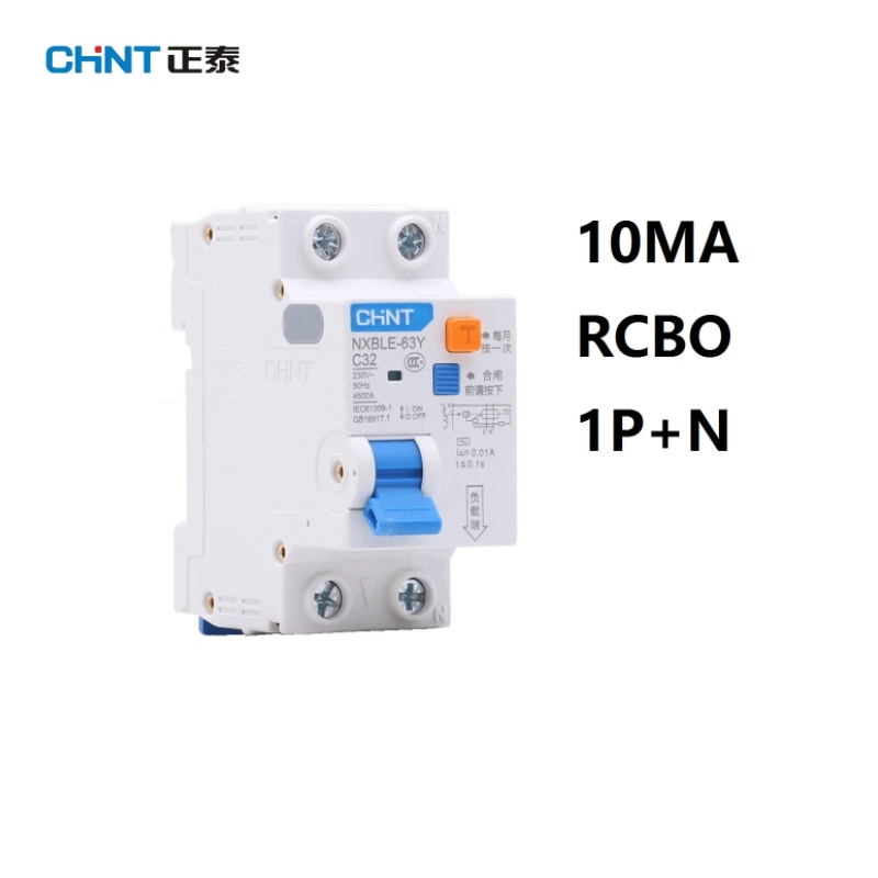 Chint NXBLE-63Y 6A 10A 16A 32A 63A 10MA 0.03A RCBO 1P+N 230V เบรกเกอร์วงจรป้องกันการรั่วไหลของ ...