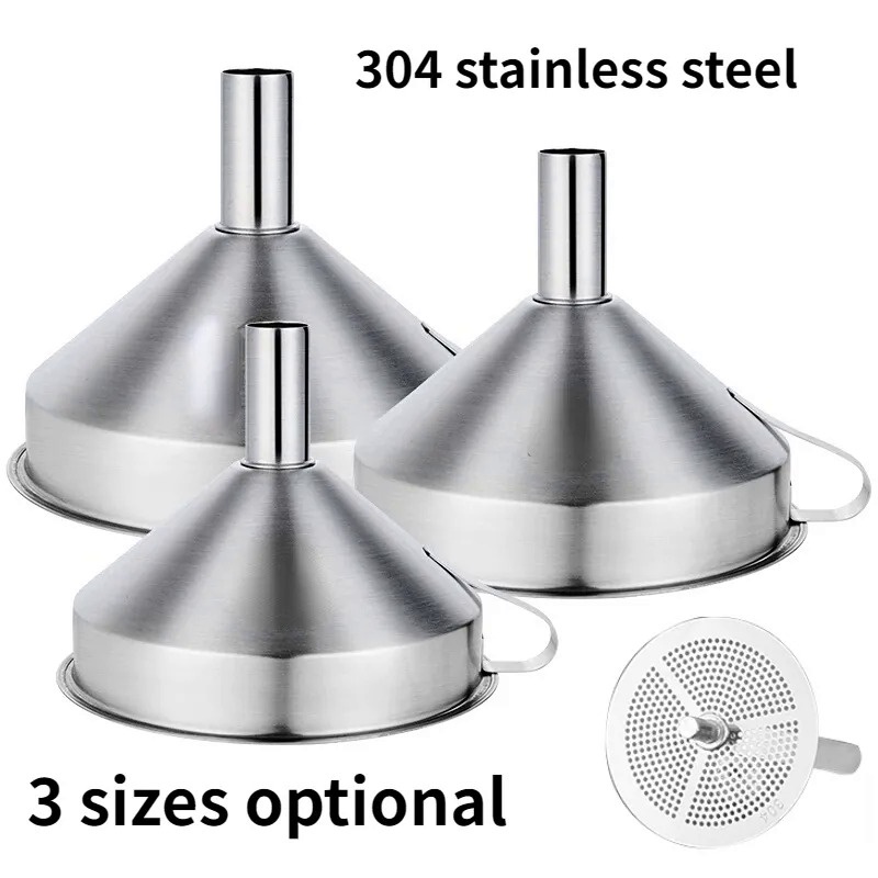 Stainless Steel Funnel Kitchen Oil Liquid Funnel Metal Funnel with ...