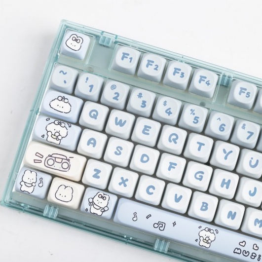 Band Rabbit Keycaps 139 คีย์ MOA โปรไฟล์ PBT วัสดุ DYE-SUB Blue Series ...