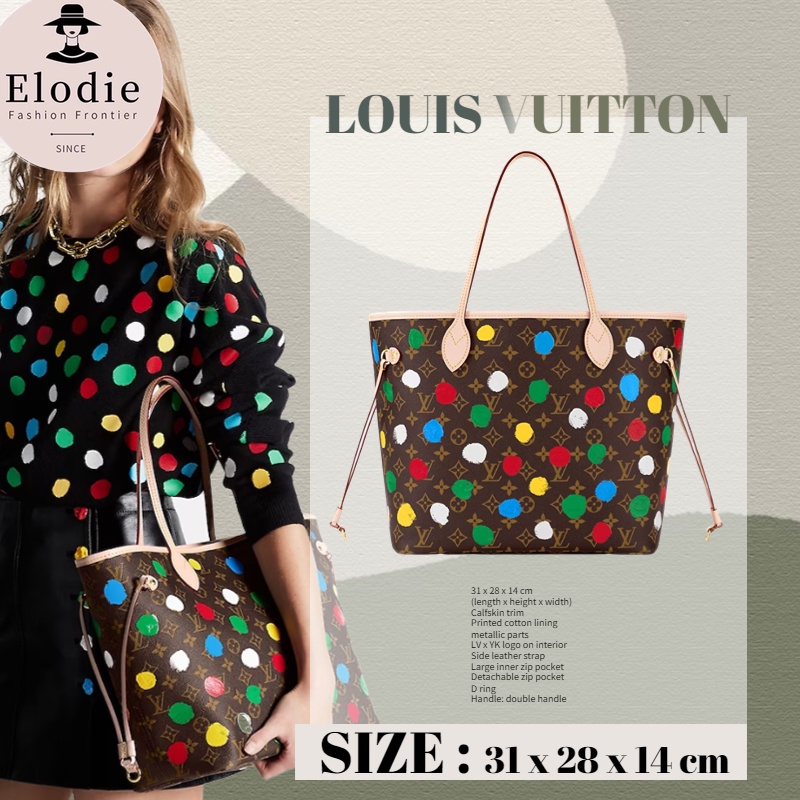 Louis Vuitton New Arrival Polka Dot Series LV X YK NEVERFULL กระเป๋าทรงช้อปปิ้งขนาดกลาง | Shopee ...