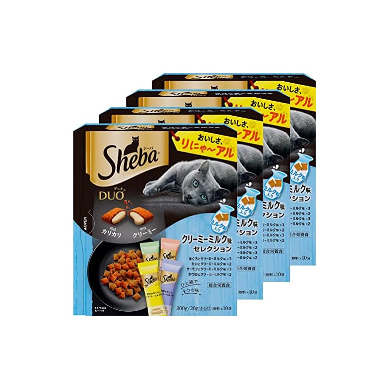 Sheba Duo Cat Food Creamy Milk Flavor Selection for Adult Cats 200g x 4 ...