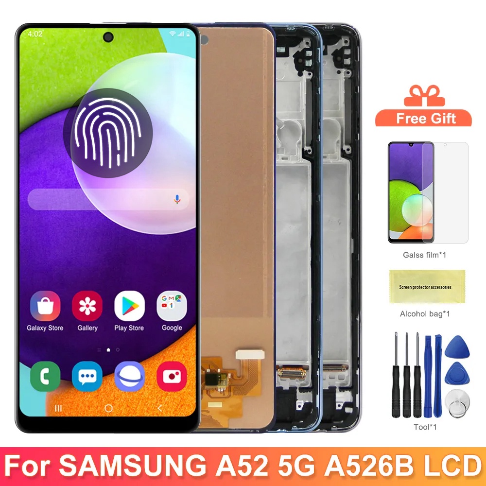 Amoled A52 หน้าจอสัมผัสดิจิทัล LCD 5G พร้อมกรอบ แบบเปลี่ยน สําหรับ ...