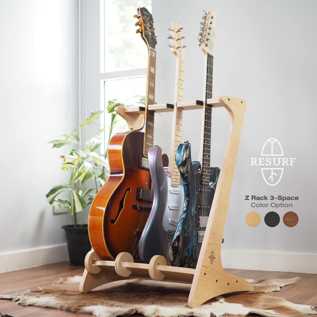 Resurf Z Rack Guitar Wooden Rack 3 Space ชั้นวางกีตาร์ ขาตั้งกีตาร์ ขั้นวางกีตาร์ไม้ 3 ช่อง ทำ ...