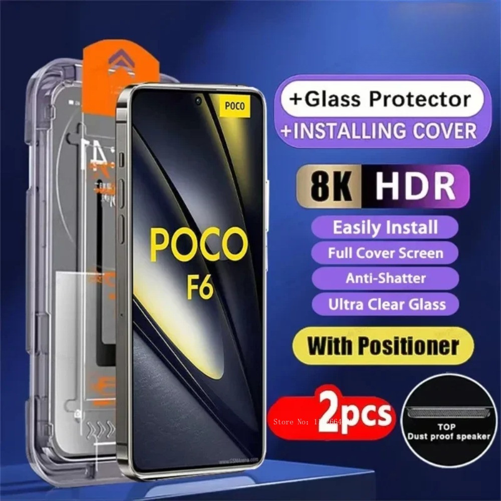 2pcs 8K กระจกไร้ฝุ่นสําหรับ Xiaomi Poco X6 F6 Pro X5 X4 GT ป้องกันหน้าจอสําหรับ Poco M5S M4 Pro ...