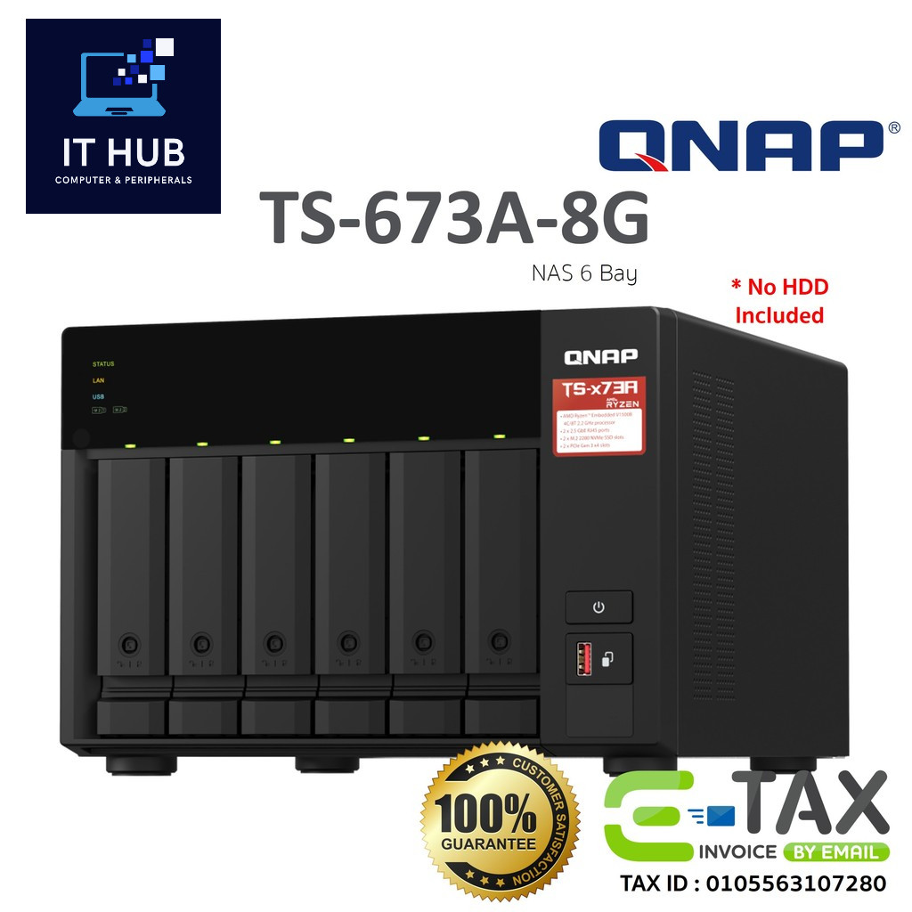 QNAP TS-673A-8G NAS อุปกรณ์เก็บข้อมูลบนเครือข่าย (AMD Ryzen V1500B, HDD 6-Bay with 2.5GbE, 8GB ...