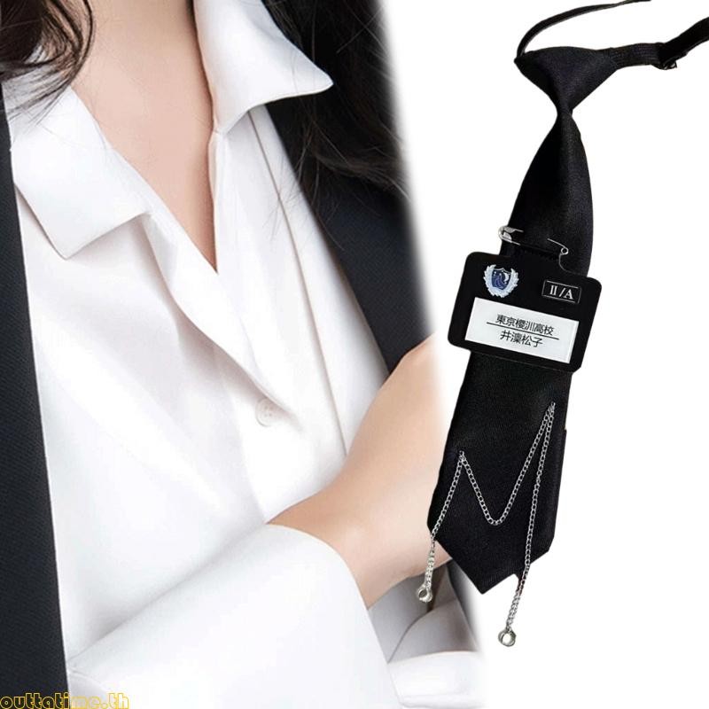 Time Adjustable Pre Tie Neck Tie with Pin Name Badge Student Uniform ...