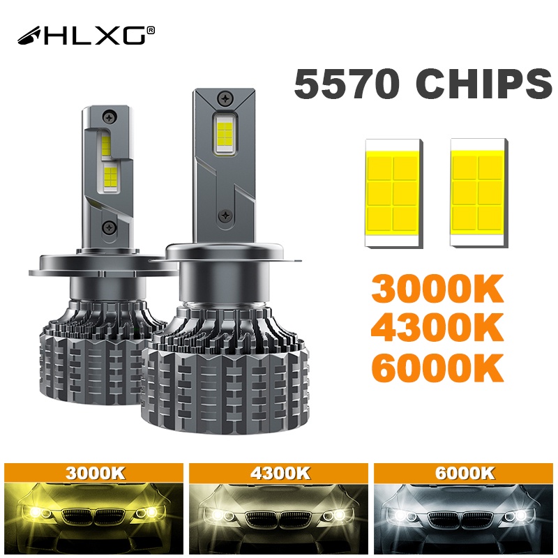 Hlxg H11 LED H4 H7 HB3 9005 H1 HB4 9006 HIR2 9012 หลอดไฟหน้ารถแคนบัส 200W 80000LM ไฟตัดหมอก ...