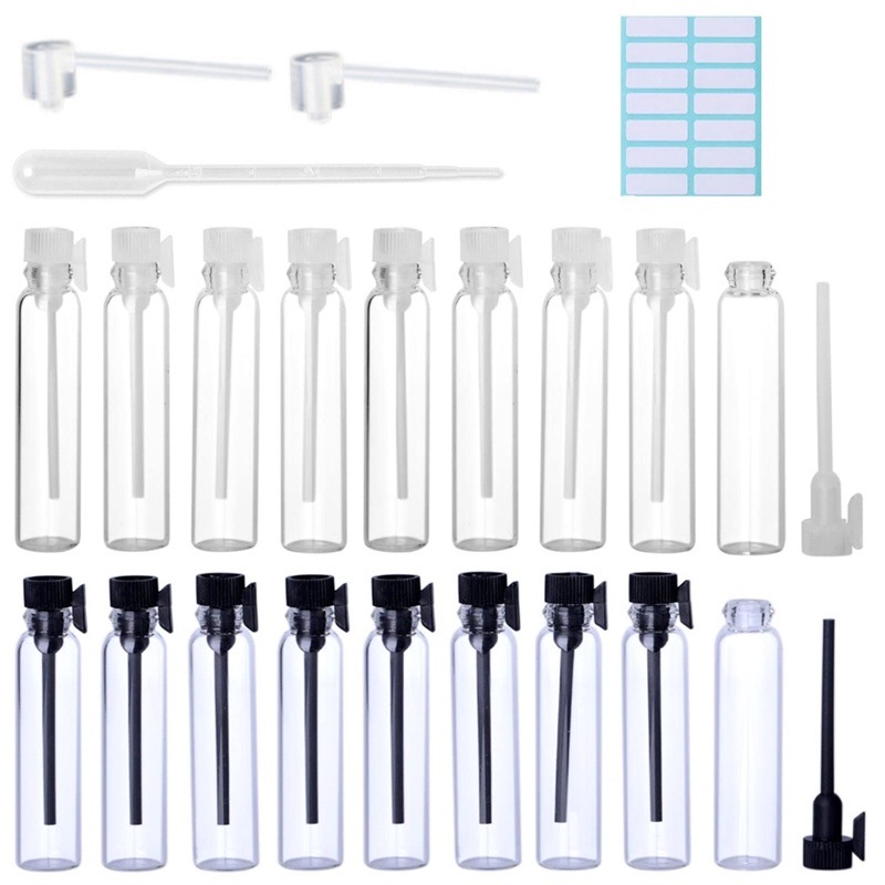 25Pcs/set 1/2/3/5 ML Black White Empty Small Clear Glass Perfume Sample ...
