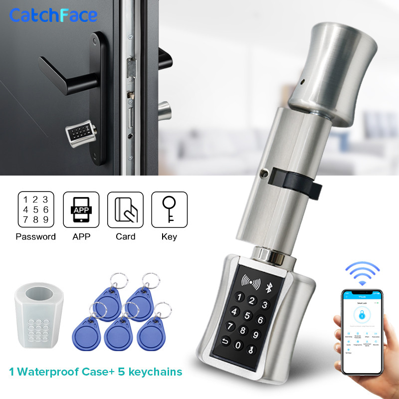 TTLock Waterproof Bluetooh Cylinder Smart Lock Remote Control Keyless ...