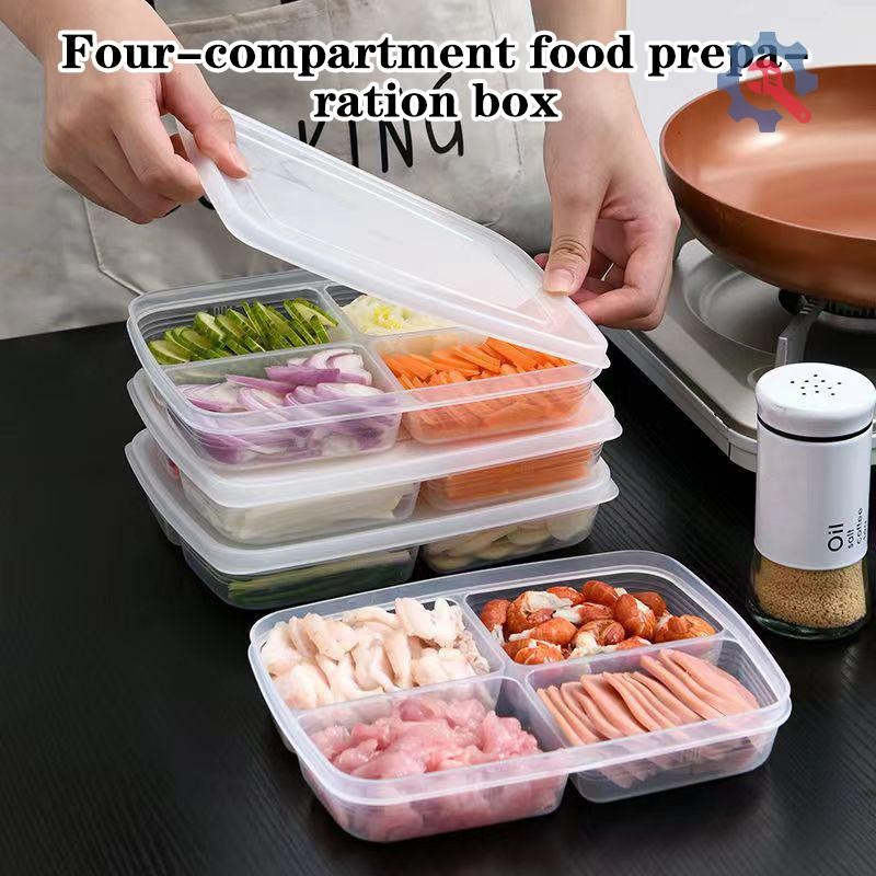 [GEX] 4 กริดอาหารกล่องเก็บผลไม้แบบพกพาช่องตู้เย็นตู้แช่แข็ง Organizer ...