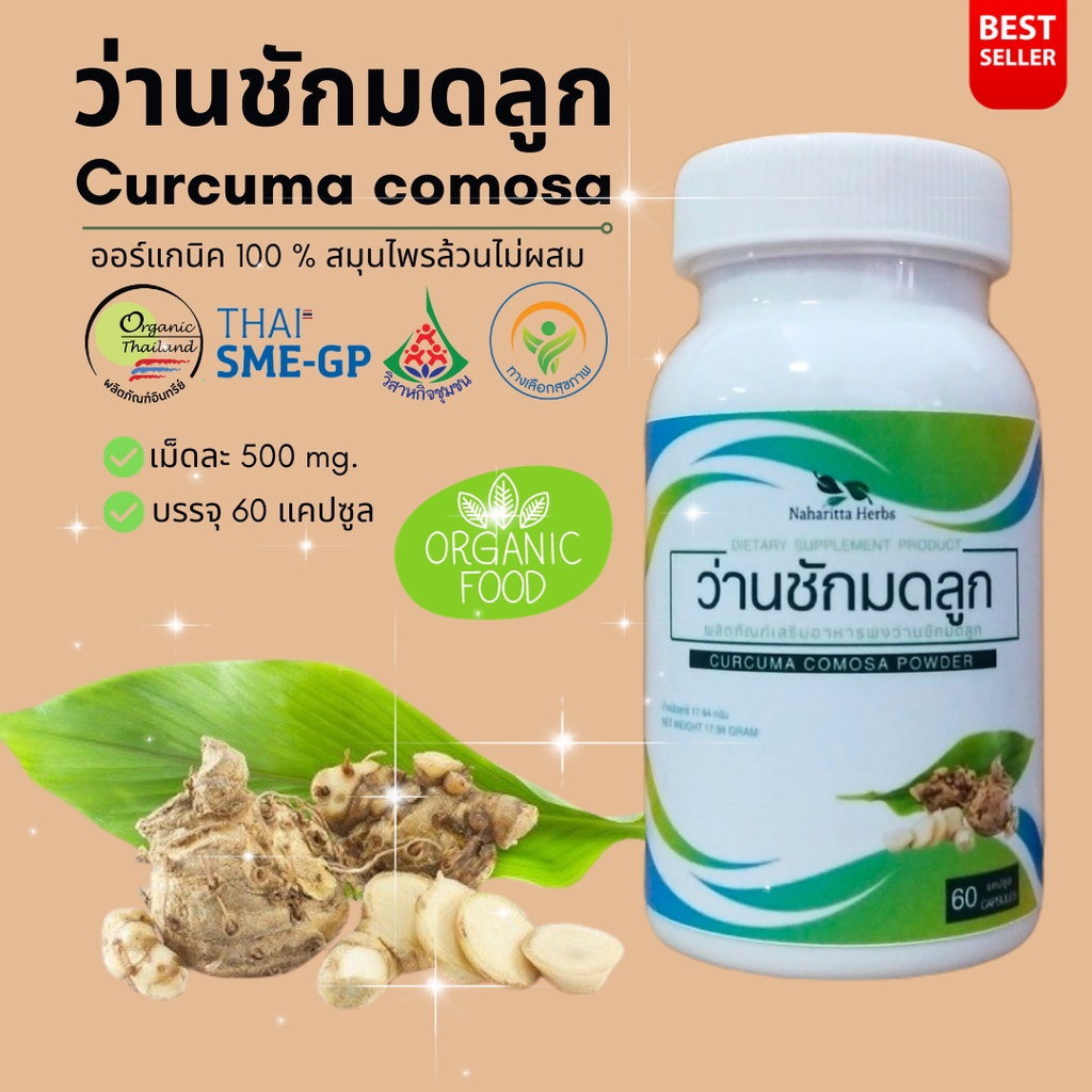 ว่านชักมดลูก Curcuma comosa 100% 60cap. คุณภาพดี ออร์แกนิค พร้อมส่ง ...