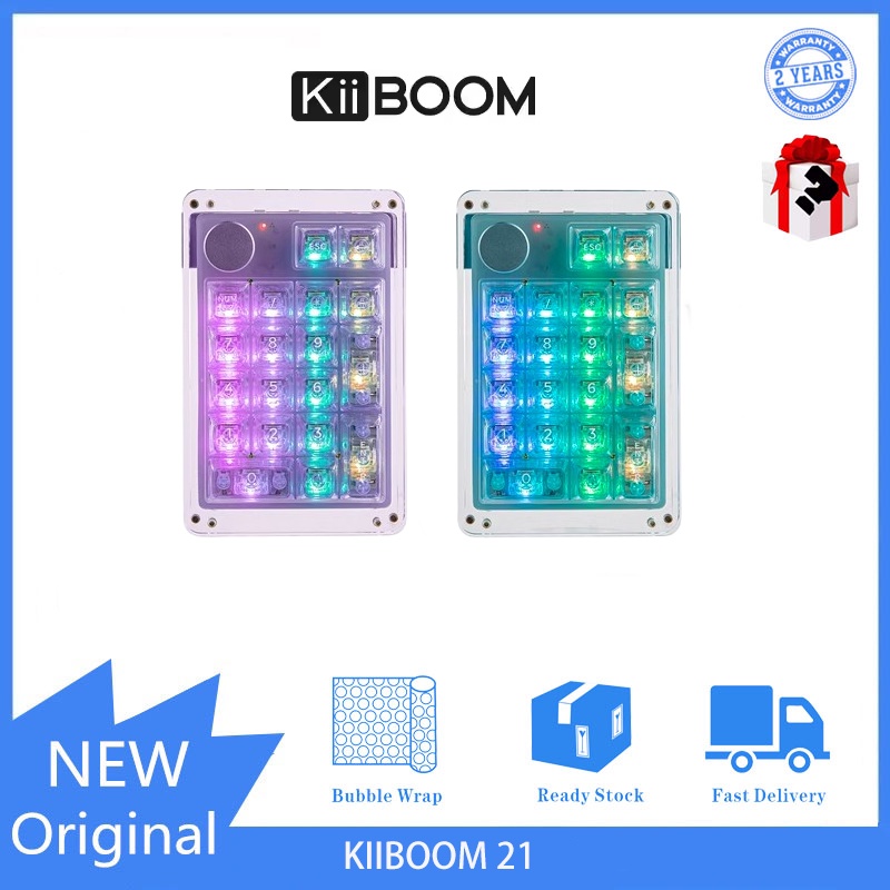 Kiiboom 21 ปุ่มกดคีย์บอร์ดตัวเลขไร้สาย RGB แบบใส | Shopee Thailand