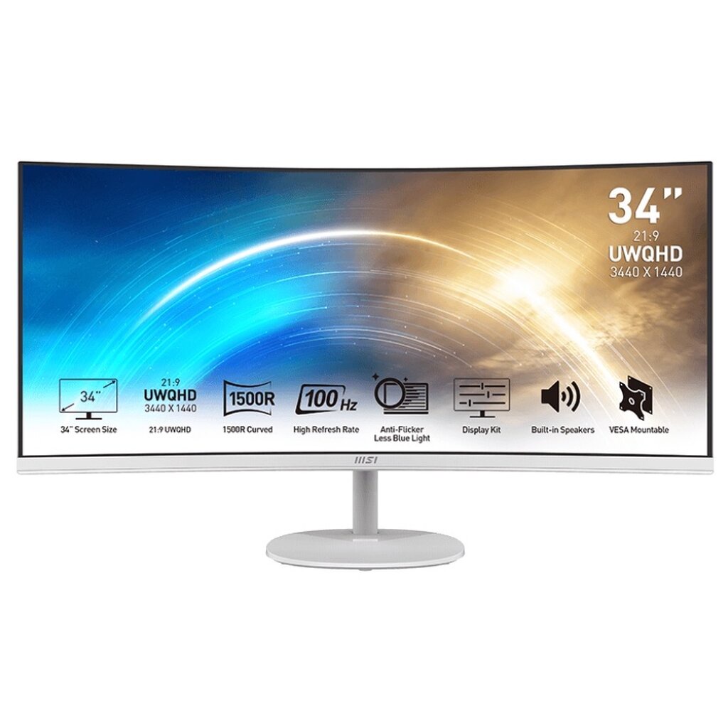 MSI VA 34" Pro MP341CQW 1500R Curved Monitor 100Hz UWQHD (3440 x 1440 ...