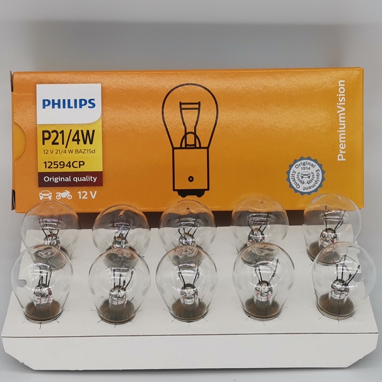 หลอดไฟเบรก PHILIPS P21 4W 12594 PHILIPS 12V 21 4W E1 2BA BAZ15d ...