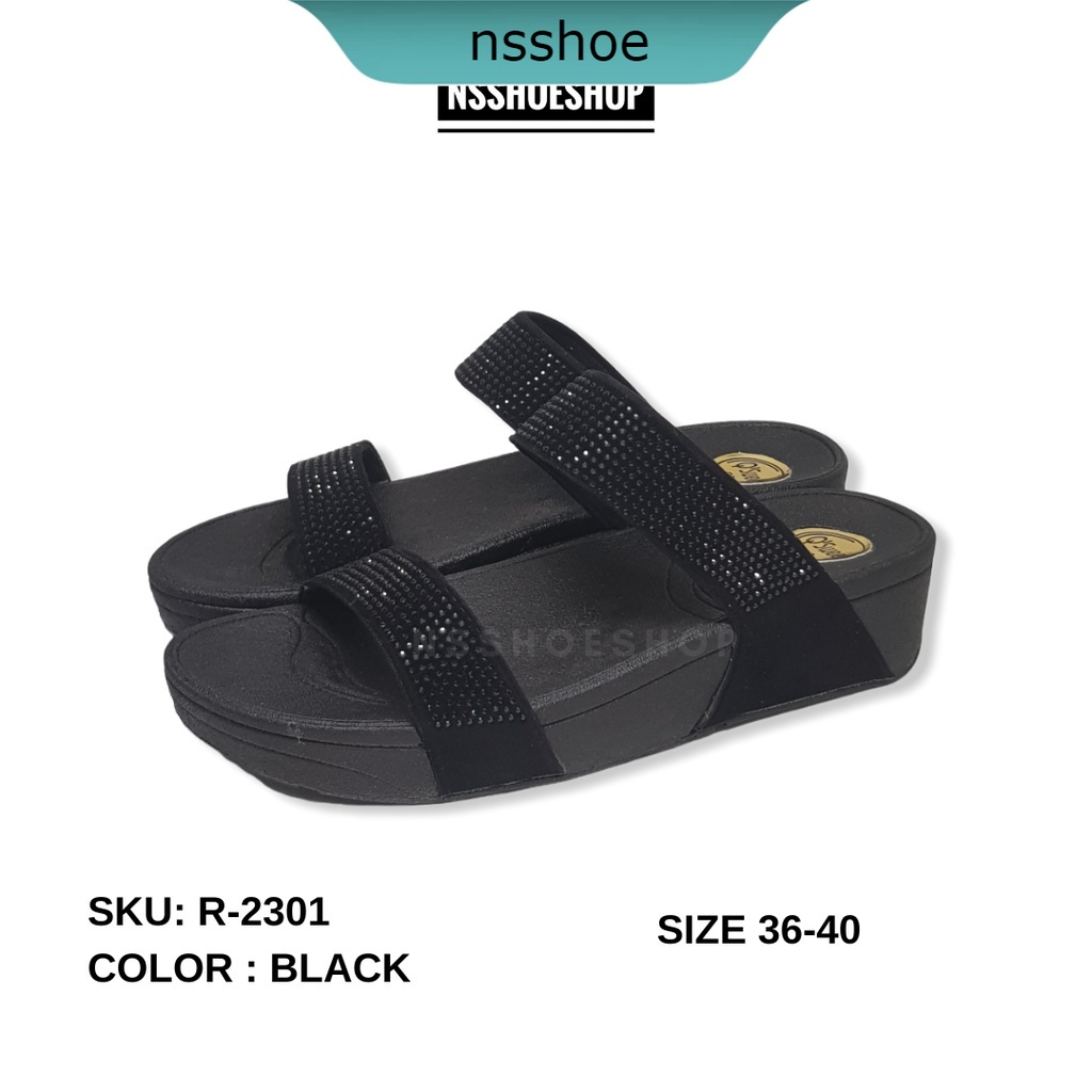 [พร้อมส่ง] รองเท้าแฟชั่นผู้หญิง แบบสวม สไตล์ FlipFlop Classic หน้าเพชร ...