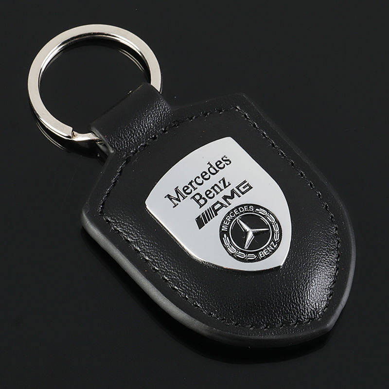 Mercedes-Benz Wheat AMG Car Logo Genuine Leather Couple Car Metal Key ...