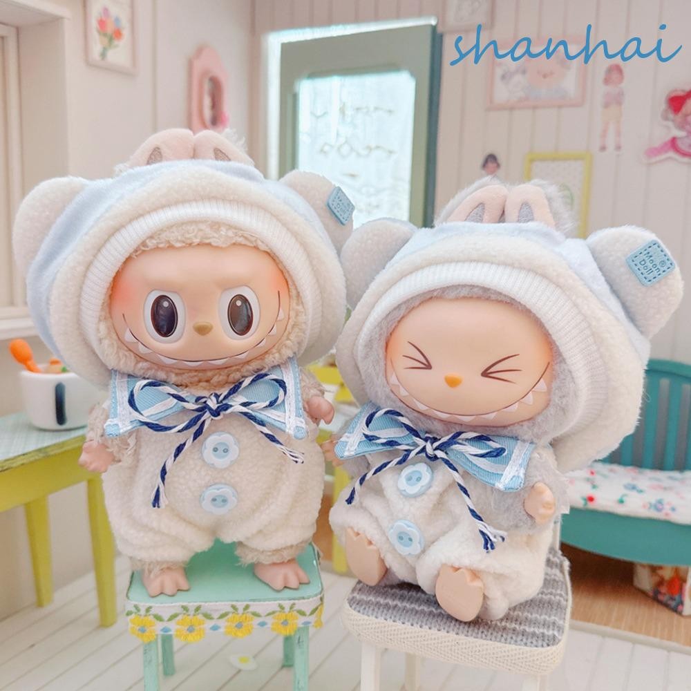 Shanhai นั่ง Labubu ตุ๊กตาเสื้อผ้า,หมวก Navy Jumpsuit Labubu Time ...