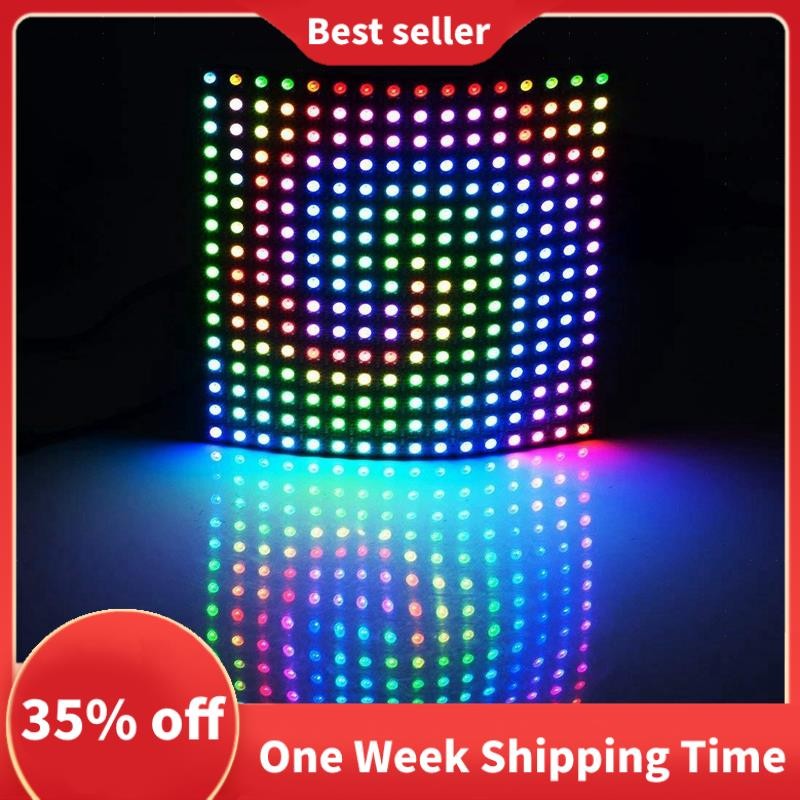 Ws2812b LED RGB แผงพิกเซลแบบยืดหยุ่น 16X16 ที่อยู่ส่วนบุคคลแผงไฟ LED ...