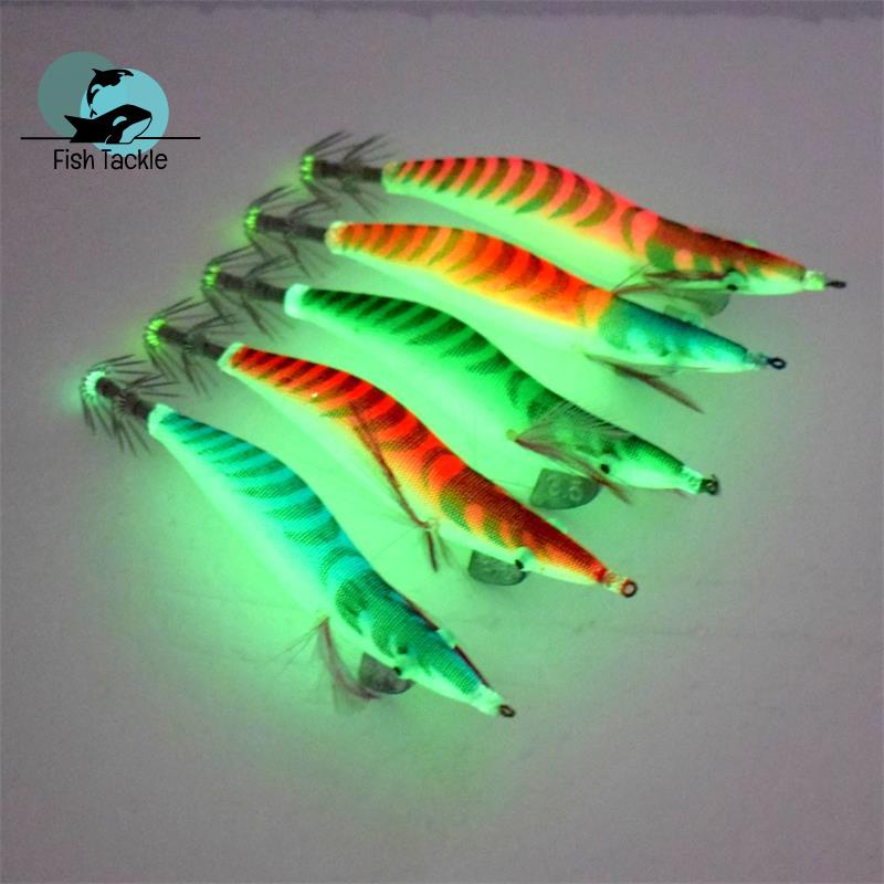 3.5# (5.3inch/19g) Japanese Quality Material UV Luminous Wooden Egi ...