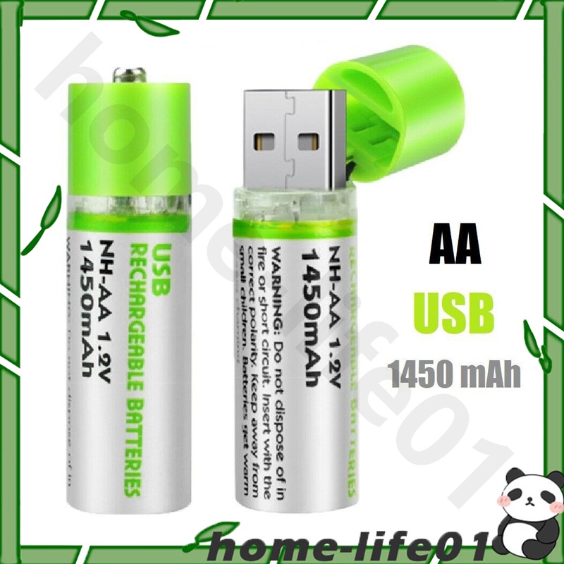 ถ่านชาร์จ 2A ชาร์จ USB AA USB Rechargeable Batteries 1450mAh | Quick Charge USB Charger คุณภาพดี ...