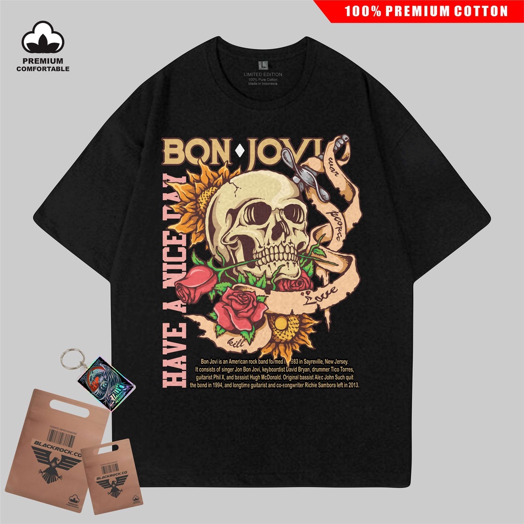 เสื้อยืดวงใหม่ล่าสุด BONJOVI-SKULL Rock Metal Metal Metalica Band Music เสื้อยืด Slipknot ...