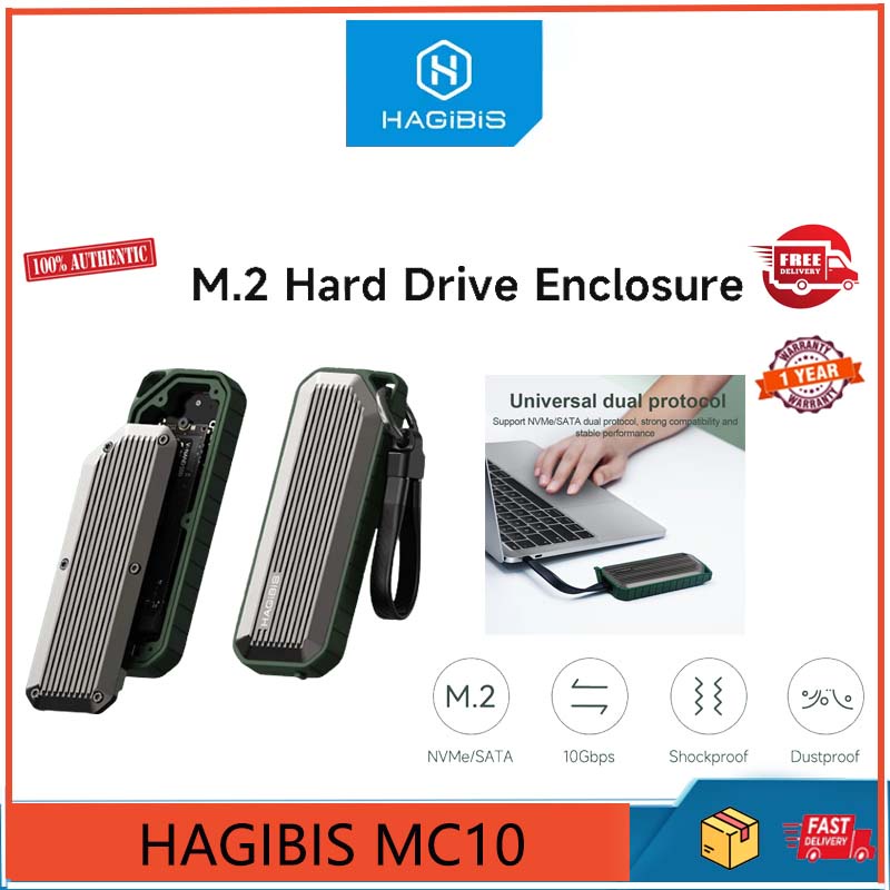 Hagibis MC10 M2 กรอบอะแดปเตอร์ดิสก์ NVME NGFF SATA NVME PCIE NGFF SATA M.2 เป็น USB 3.1 Gen2 ...