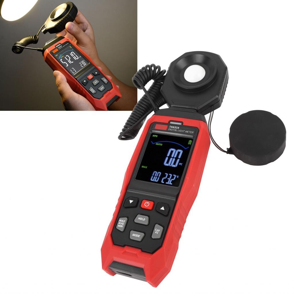 Digital Illuminance Meter Luxmeter 1.5m Spring Line สำหรับการวัดความ ...