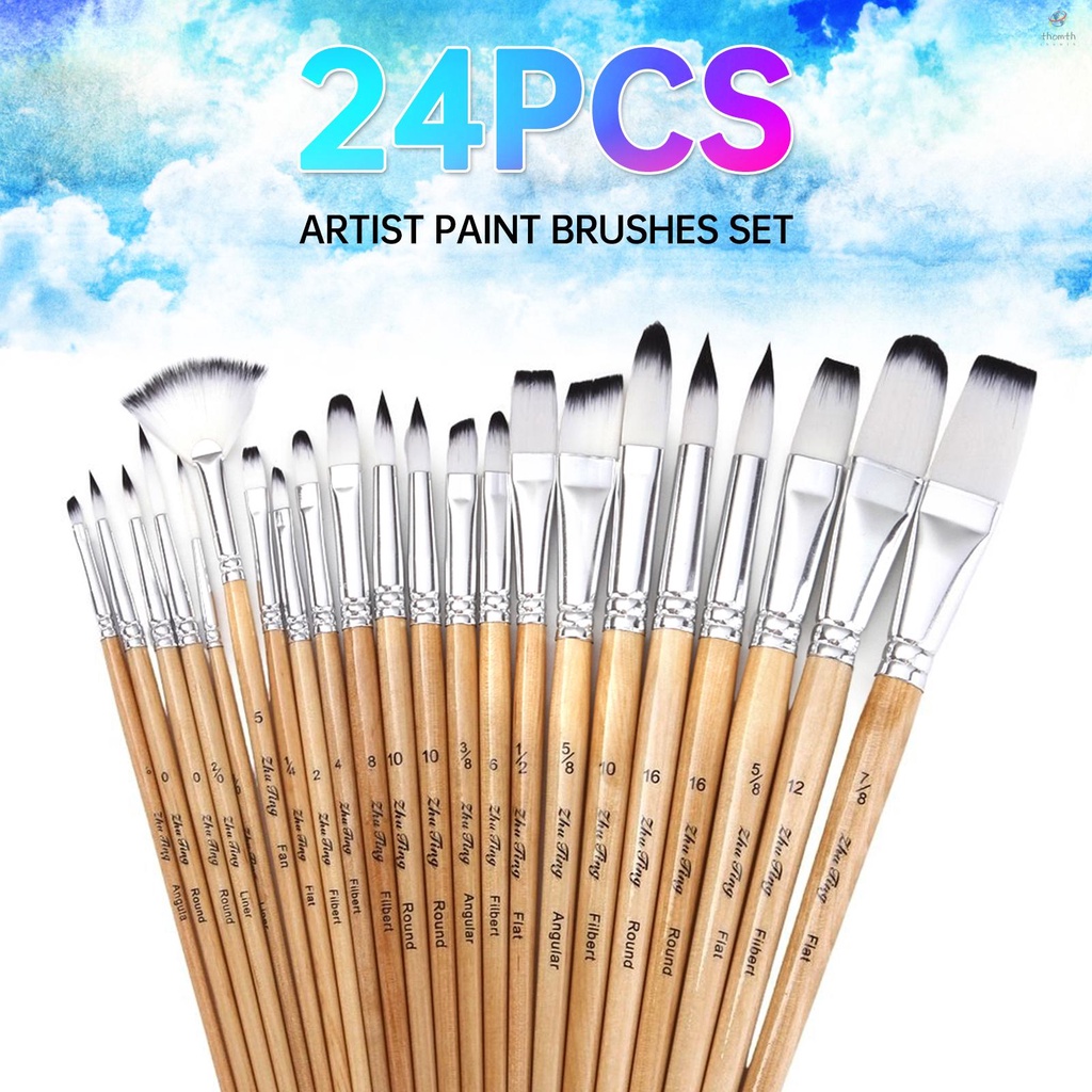 [TTHO] ชุดแปรงทาสี อะคริลิค ทรงกลม พร้อมขนแปรงไนล่อน สําหรับวาดภาพระบาย ...