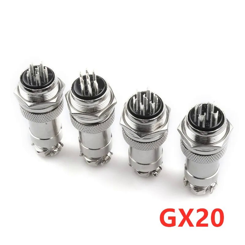 1 ชุด GX20 Aviation Connector Socket Plug 2/3/4/5/6 Pin ชาย + หญิง 20 มม.วงกลมลวดแผงโลหะ Quick ...