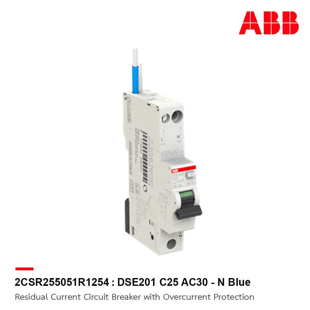 ABB : DSE201 C25 AC30 : Miniature Circuit Breaker with Overload protection (RCBO), Type AC, 1P ...