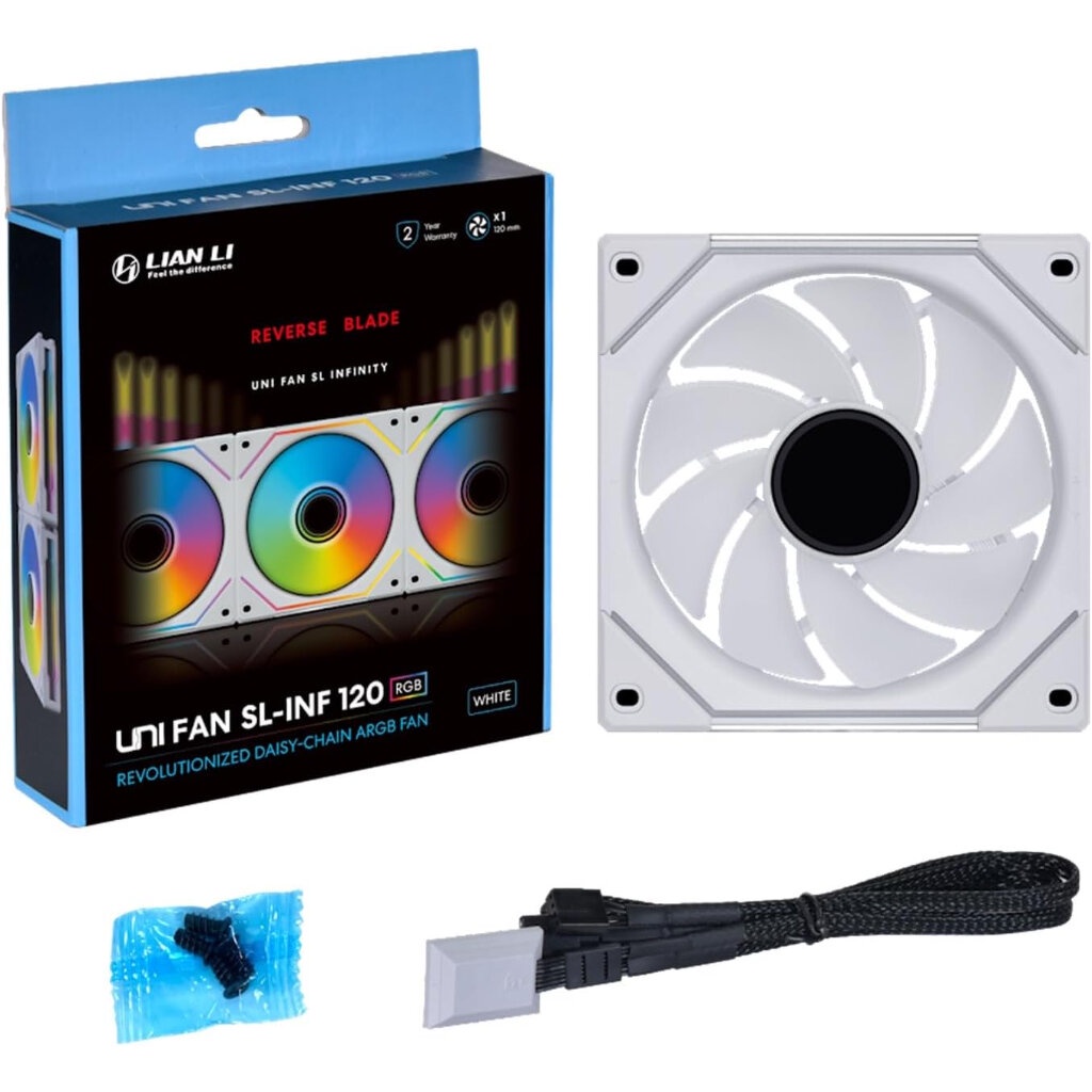 Lian Li SL120 Infinity *Reverse Blade* White Single Pack PWM Fan ...