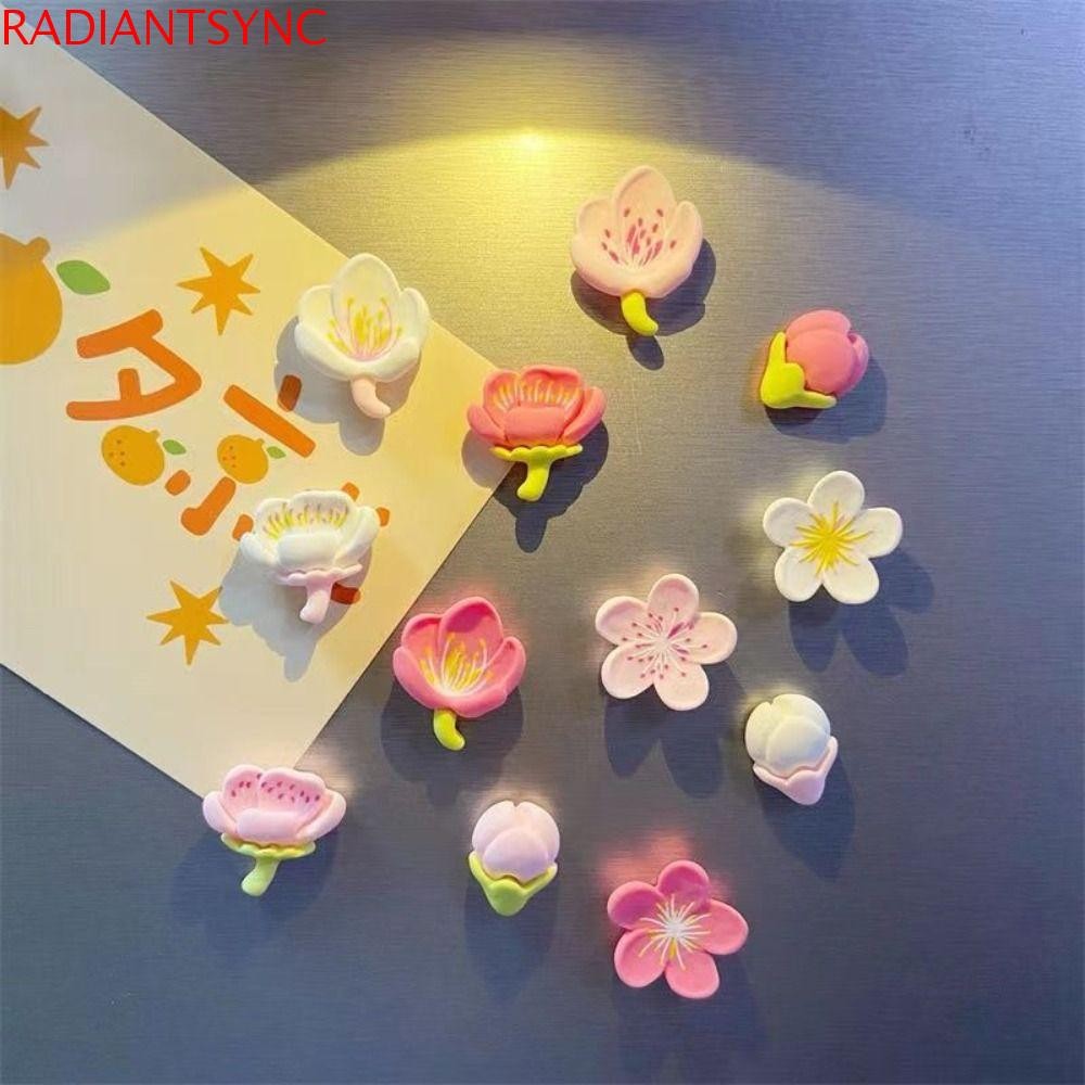 Radiantsync ข้อความสติกเกอร์ตกแต่ง 3D ไวท์บอร์ดแม่เหล็ก 4PCS Cherry Blossom รูปสติกเกอร์บอร์ด ...