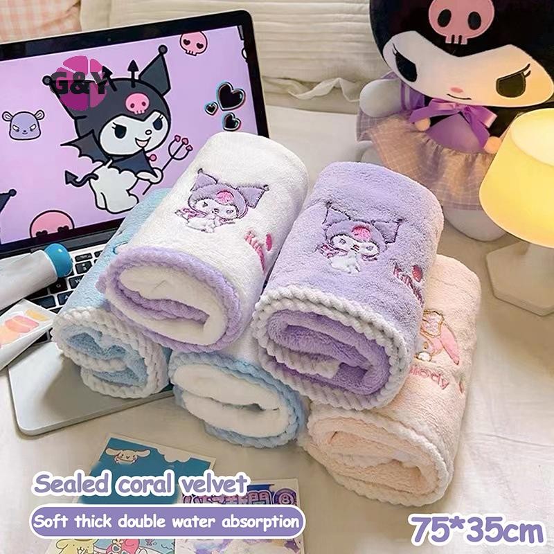 G&y 75*35 ซม. Kawaii Sanrio Kuromi ผ้าเช็ดตัวขนแกะปะการังอะนิเมะ My Melody Pochacco Cinnamoroll ...