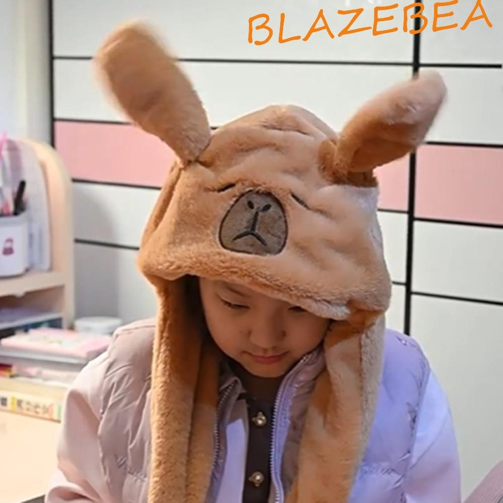Blazebea กระโดดขึ้นหมวก, Capybara สัตว์หูหูย้ายหมวก, ตลกปุยตุ๊กตาอบอุ่นหมวกของเล่นเด็กผู้ใหญ่ ...