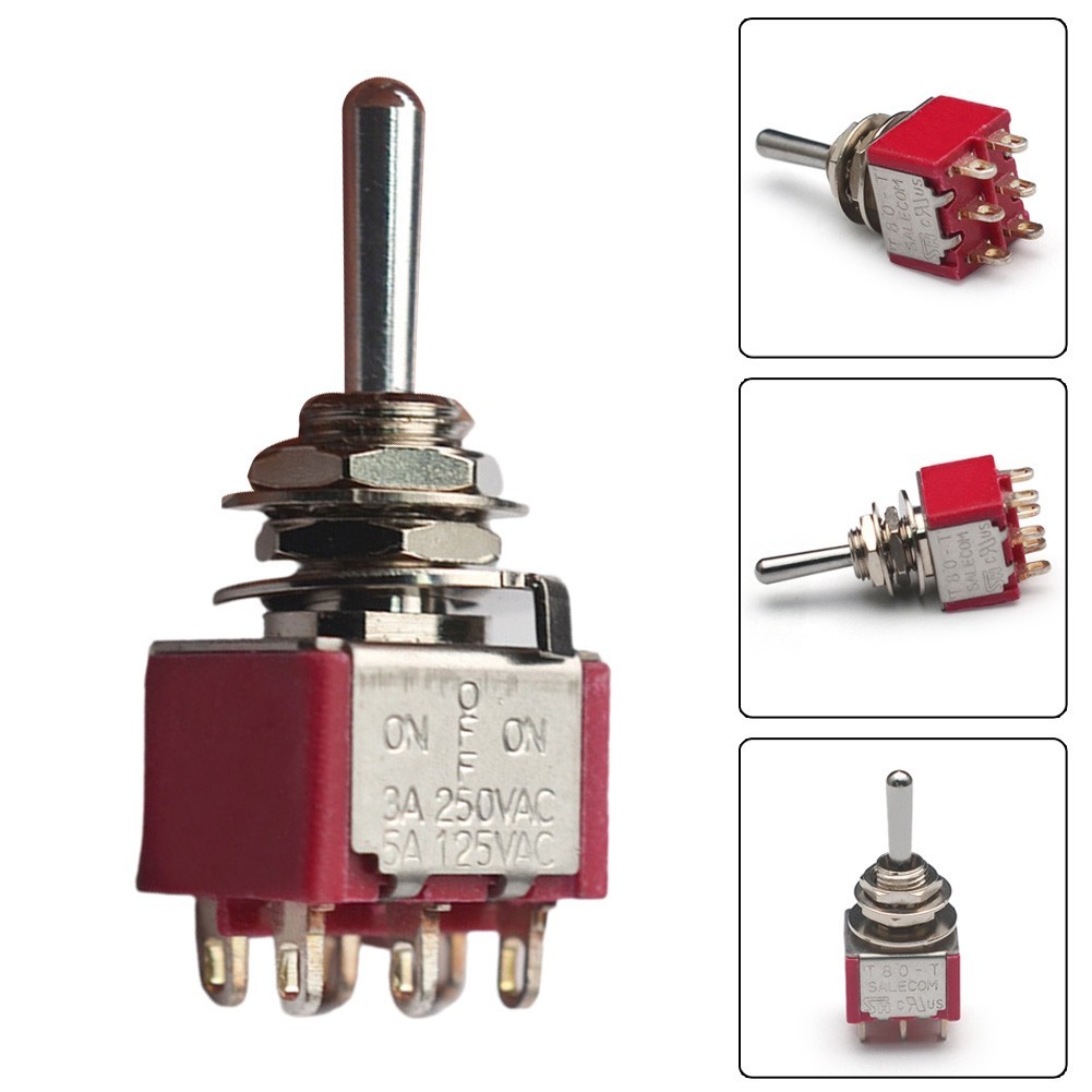 กิ๊กเกิล On-off-on 3 Way 6 Pin กีตาร์ไฟฟ้า Bass Rocker Toggle Switch อุปกรณ์เสริมสีแดง | Shopee ...