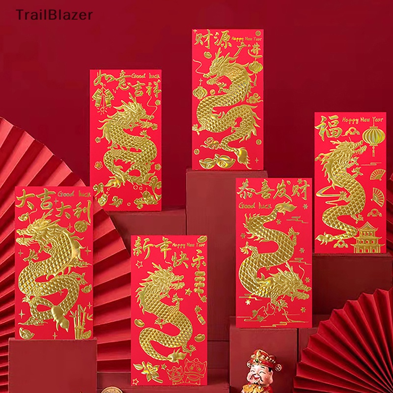 Tbth ถุงห่อของขวัญ ซองจดหมาย สีแดง สไตล์จีน 2024 6 ชิ้น | Shopee Thailand