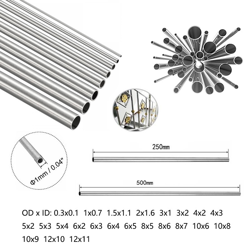 1-10pcs 304 stainless steel round capillary 250mm 500mm long seamless ...
