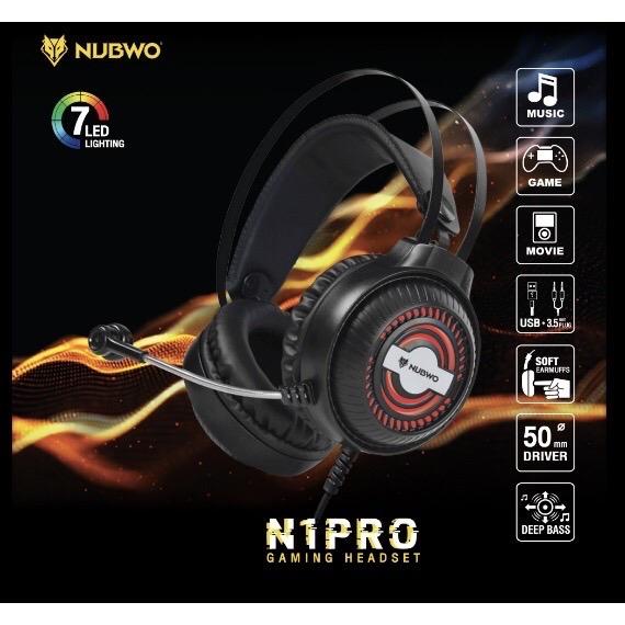 หูฟัง HeadSet NUBWO (N1 PRO) Black With LED Light 7 Colors พลังเสียง Stereo 2.1 แยกเสียงซ้าย ขวา ...