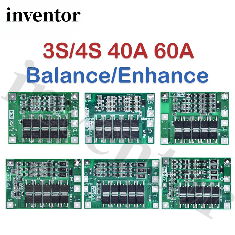 บอร์ดป้องกันที่ชาร์จแบตเตอรี่ลิเธียม 3S 4S 40A 60A Li-ion 18650 BMS ...