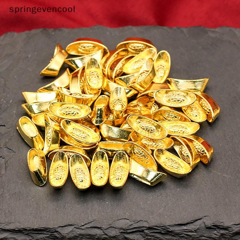 Springevencool 10pcs Ingot Gold จีนหยวน Bao ความมั่งคั่ง Golden รูปปั้น ...