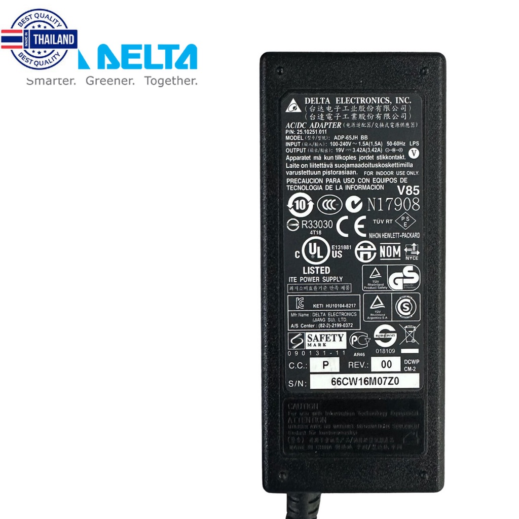 สายชาร์จ โน๊ตุ๊ค Adapter Delta Electronics ADP-65JH BB 19V 3,42A 65W | Shopee Thailand